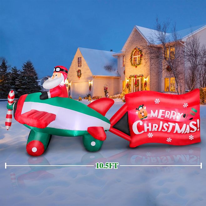 Amazon.com: 10.5 FT Christmas Inflatables Santa Claus on Animated ...