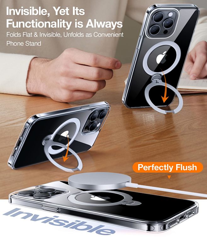 Amazon.com: TORRAS Upgraded 360° Spin Magnetic Stand for iPhone 15 Pro Case, [Compatible with ...