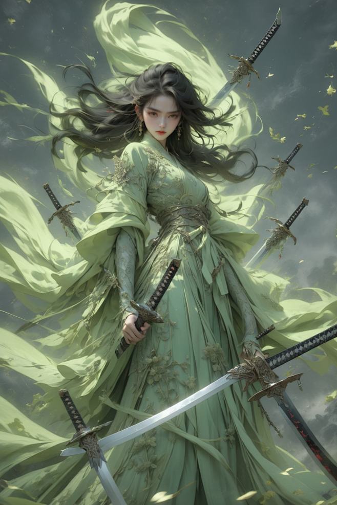 jianjue,wanjianguizong,16k,masterpiece,textured skin,multiple swords ...