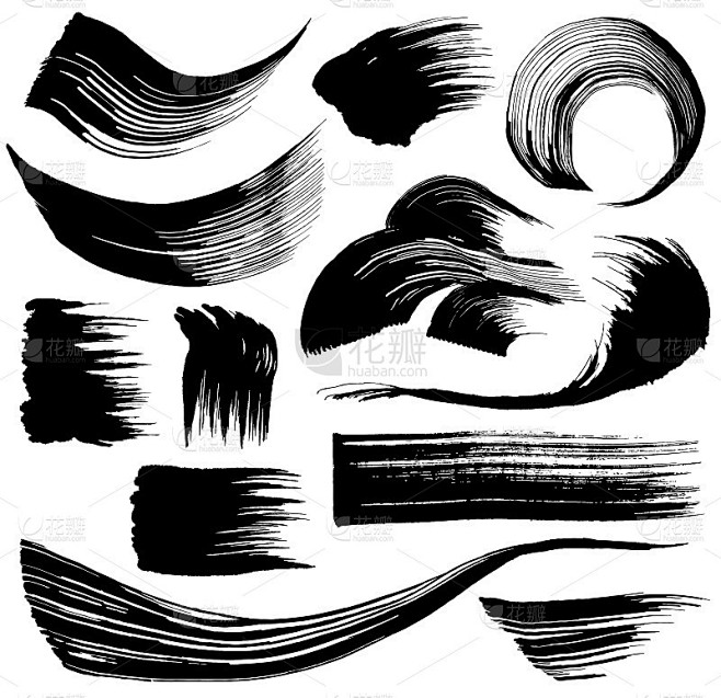 Set of brush stroke illustrations.