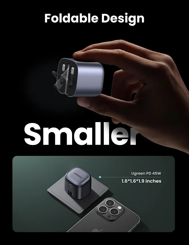 UGREEN 45W USB C Charger Nexode GaN Dual Ports Plug Support PD 3.0/PPS ...