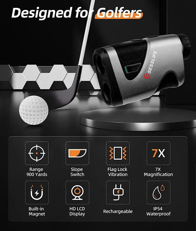 Amazon.com : Sesslife Golf Range Finder with Slope,900+ Yards,7X ...