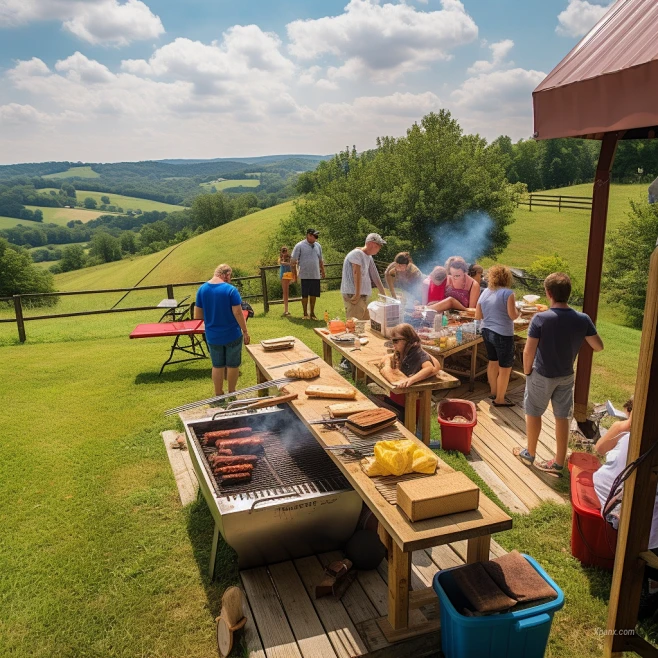 AI绘画_Prompts_Flipert_tennesee_country_cookout_barbacue_party_family ...