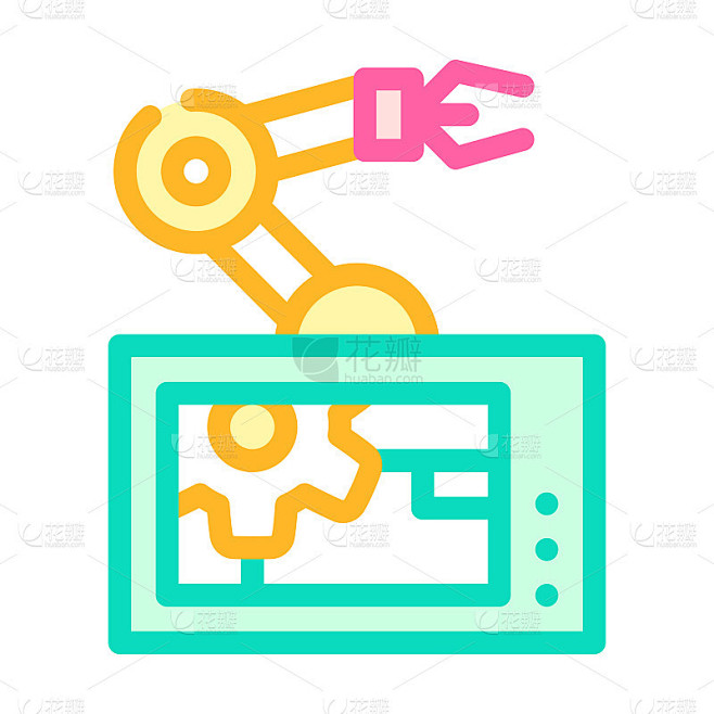 机械臂机构颜色图标矢量插图