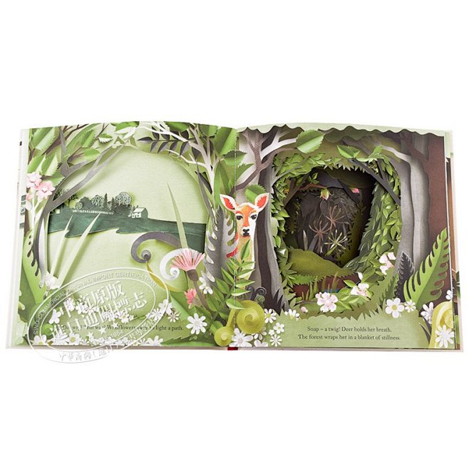 A Walk Through the Woods 穿过丛林 精装 剪纸立体书 英文原版 获奖绘本 剪纸立体书 4-9岁 精美纸雕书 3D 穿越 ...