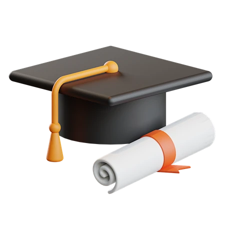 Premium Graduation Hat With Certificate 3D Illustration download in PNG ...