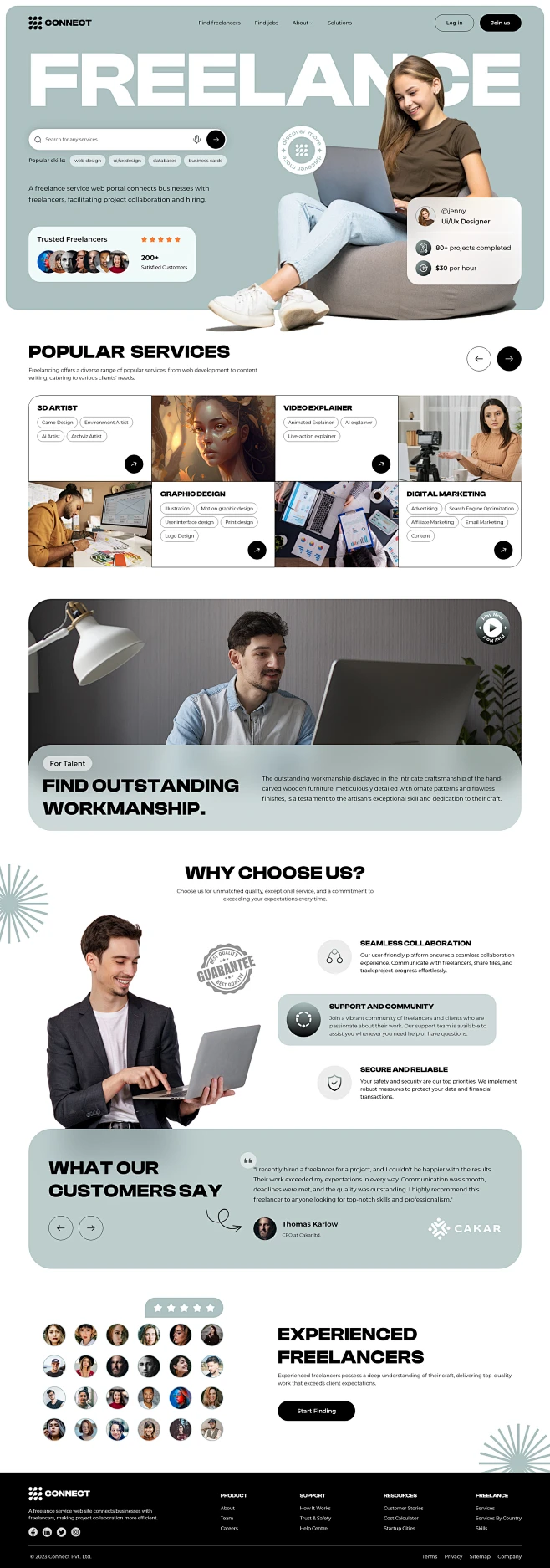 Job Finder Platform - Freelance Landing Page Design-花瓣网