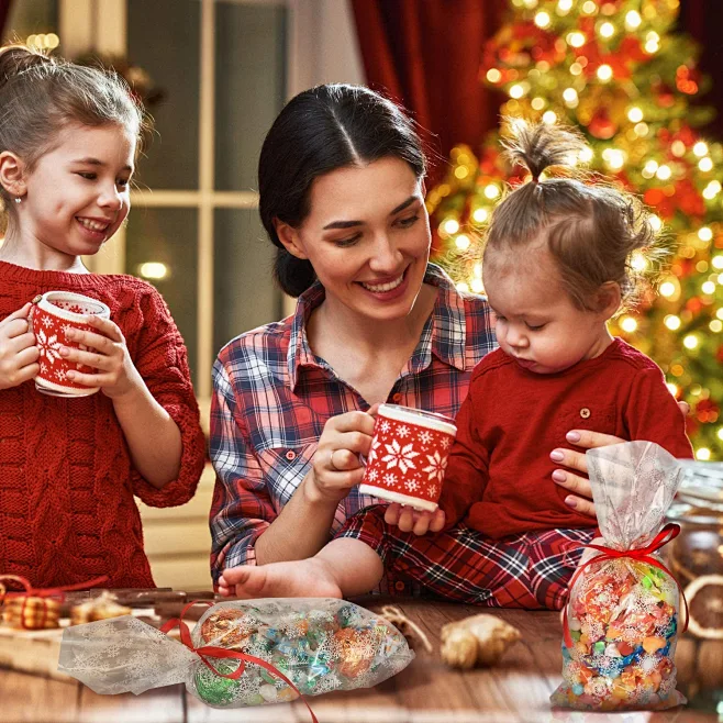 Amazon.com: 100 Pieces Cellophane Treat Bags Halloween Christmas Party ...