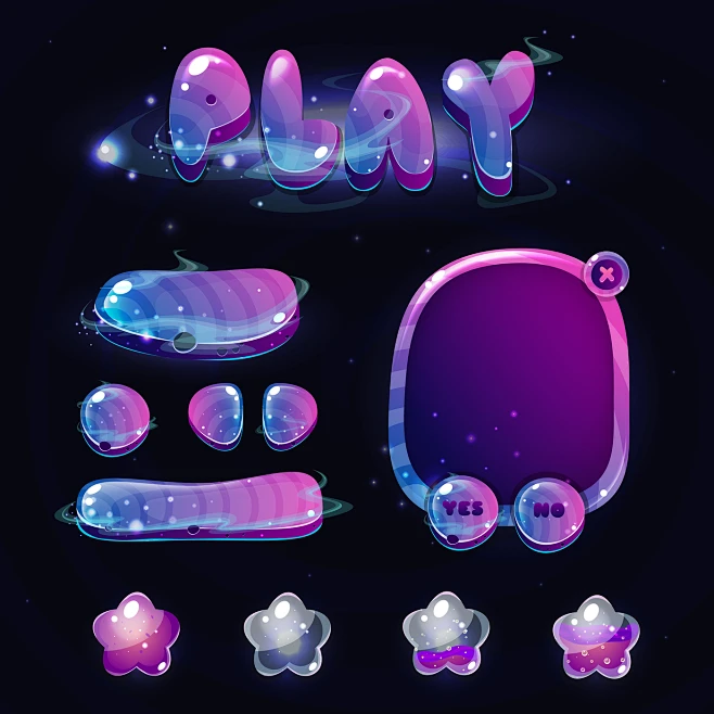 Space game ui : Space game ui. Colors buttons and panel.-花瓣网