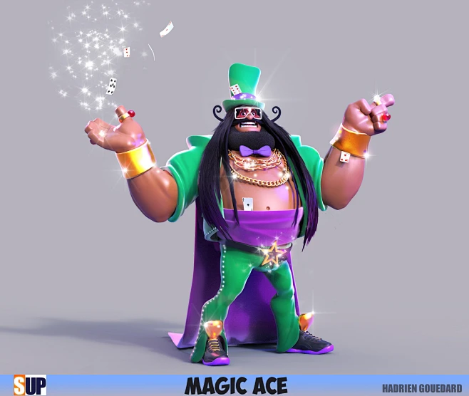 Magic Ace, Hadrien Gouedard : character concept 2d/3d i did for the mobile game : Sup ...