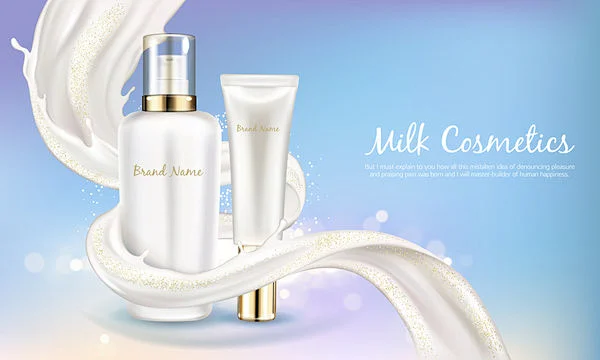 点击来源直接获取大图文件 |Vector cosmetic banner with realistic white bottle for ...