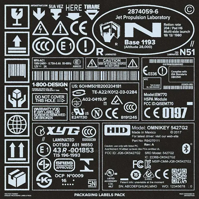 100+款商品产品包装盒安全注意标识标签贴纸设计AI矢量素材合集包 Packaging Label Pack by Aleksandr Maksimov插图2-花瓣网