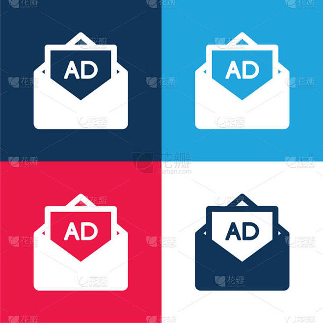 AD Mail Blue and red four color minimum icon set