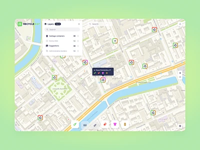 Waste sorting interface geo gis map environment location ecology separate waste collection-花瓣网