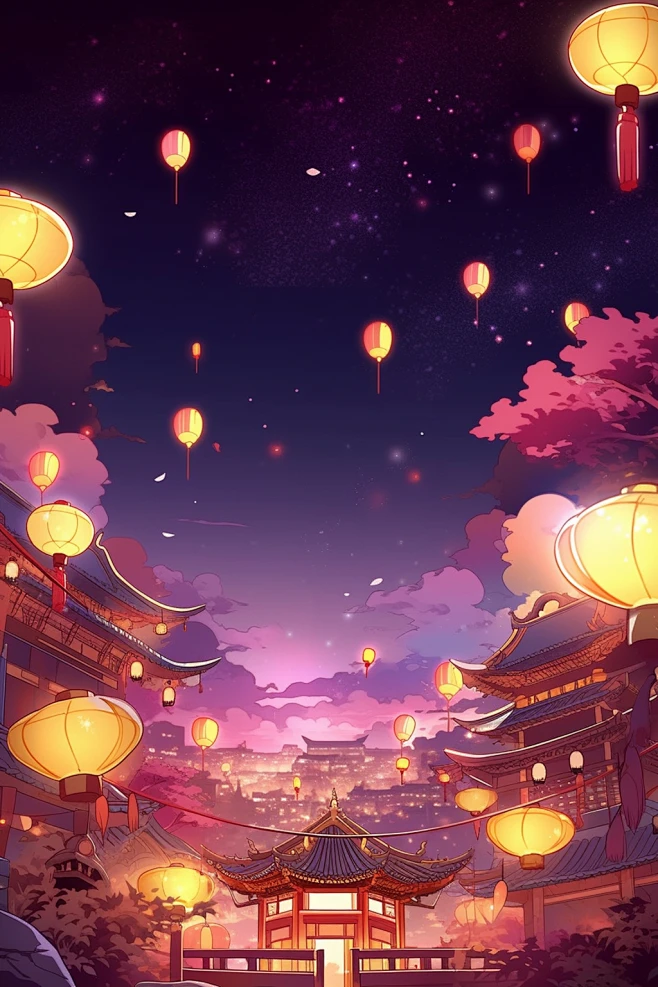 国庆建筑辉煌场景插画-花瓣网