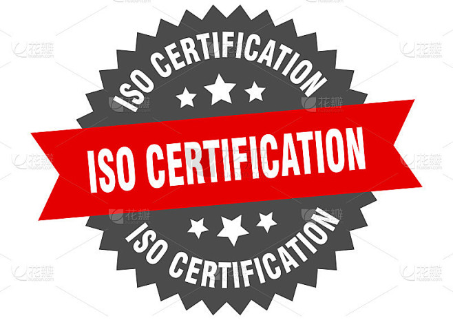 iso认证标志。Iso认证环形带标签。圆形iso认证贴纸