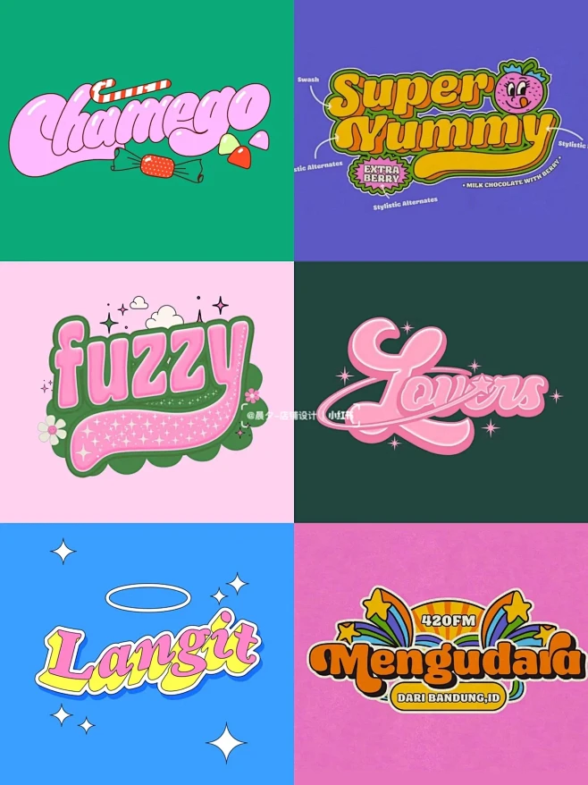 可爱复古卡通logo合集｜美式字体设计-花瓣网