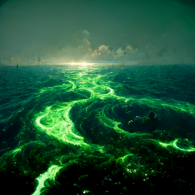 green radioactive glitter ocean