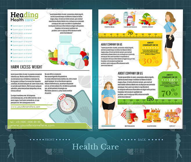 Two sided brochure or flayer template design with