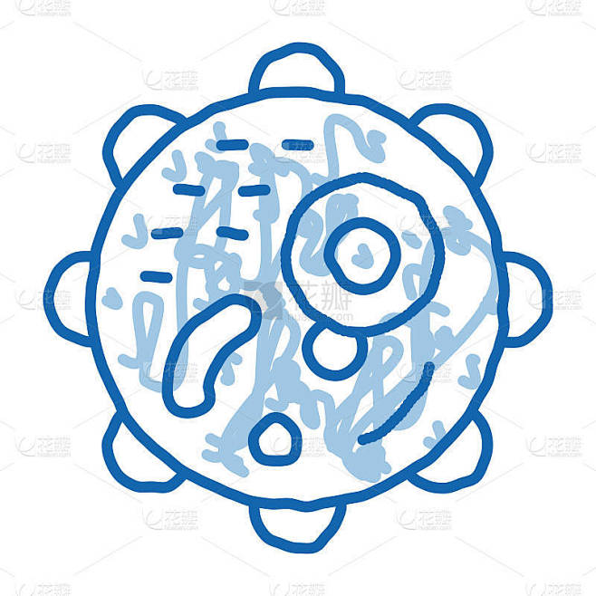 显微镜圆形细菌涂鸦图标手绘插图