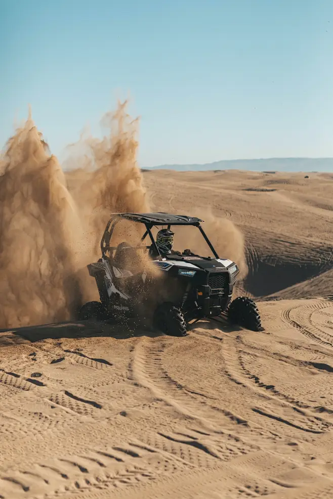 person riding an UTV on desert-花瓣网