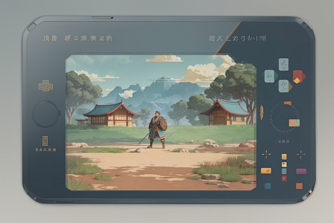 DreamShaper_v7_2d_Training_Ground_game_UI_A_handsome_warriorEx_1