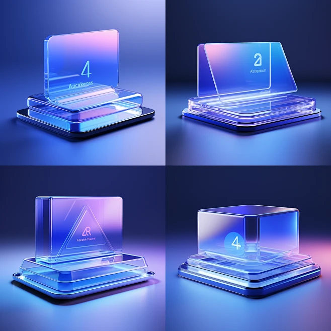 huanwang__A_3D_base_icon_Blue_gradient_Frosted_glass_Transparen ...