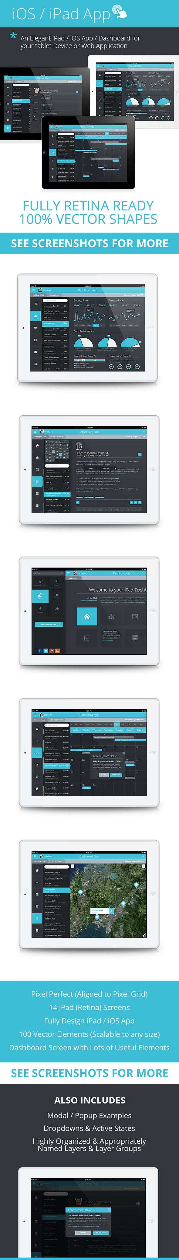 Flat iPad iOS 7-Tablet App & Dashboard on Behance