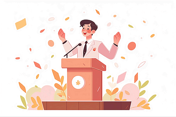 人物演讲卡通AI插画