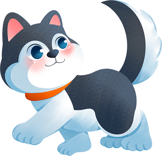 儿童冬令营手绘场景插画-哈士奇-花瓣网