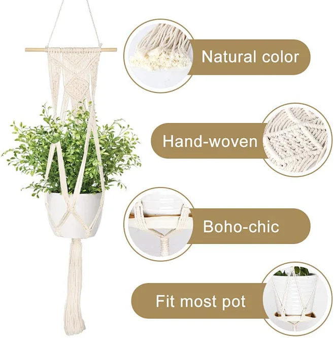 Amazon.com: OurWarm 5 Pack Macrame Plant Hanger Hanging Planters with 5 ...