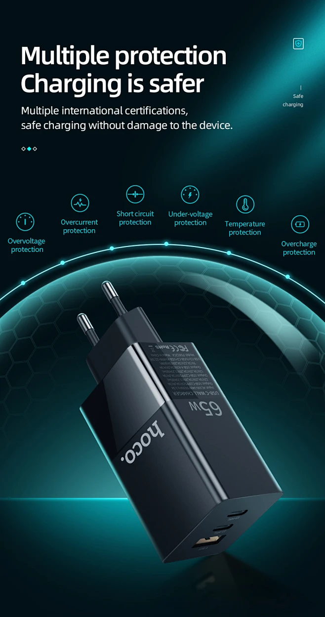 24.99US $ 50% OFF|HOCO 65W GaN Charger Fast Charger Quick Charge 4.0 3. ...