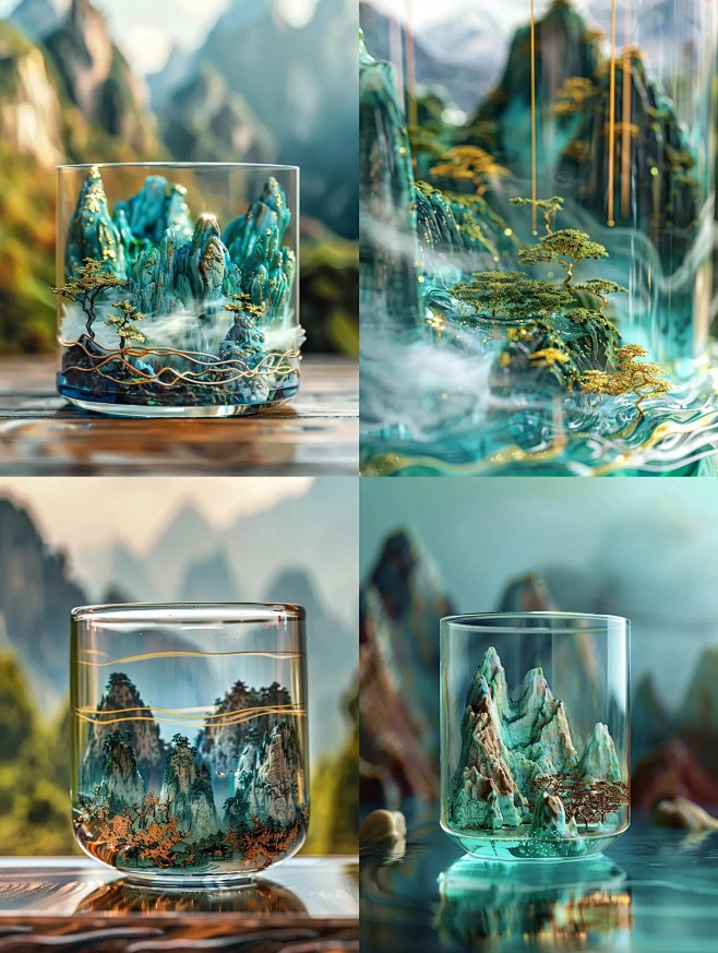 杯子山间-香薰-AI-C4D-建模-户外-山林-广告拍摄