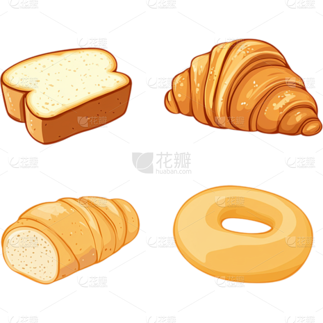 美食卡通面包插画