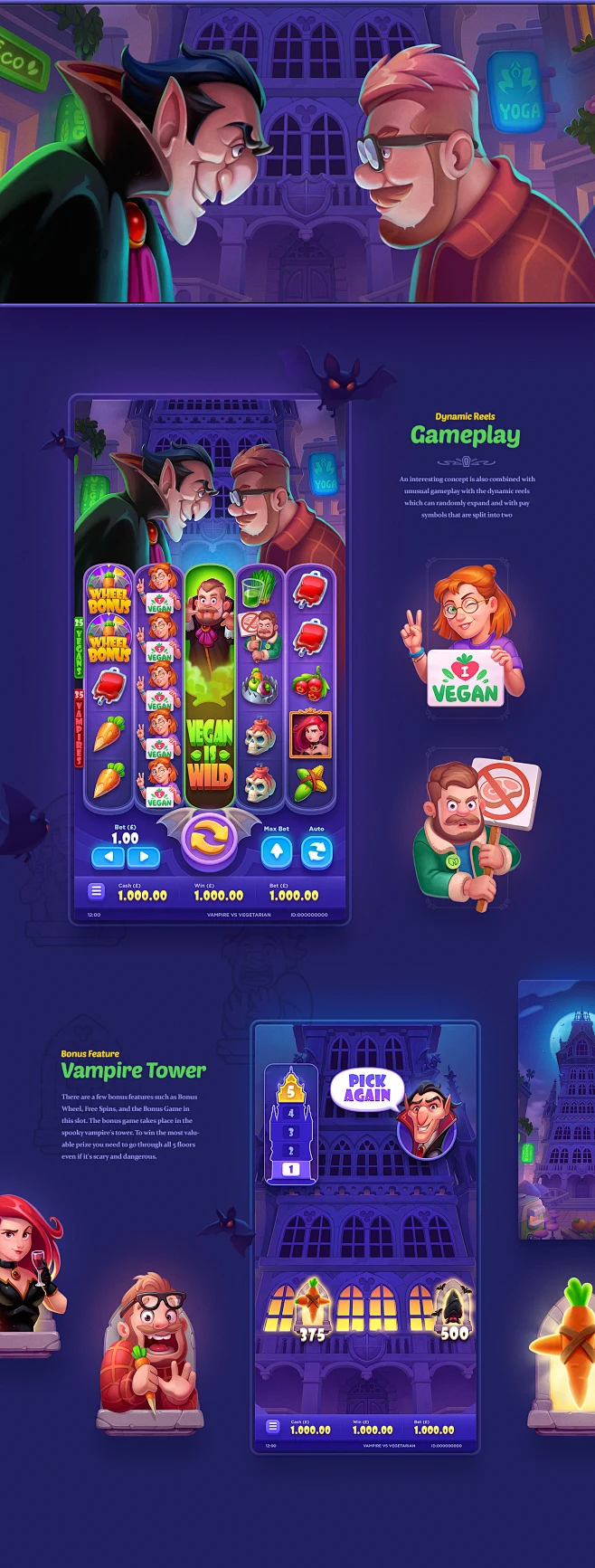 casino Character Food game logo slot Slots unicorn vampire vegan-花瓣网