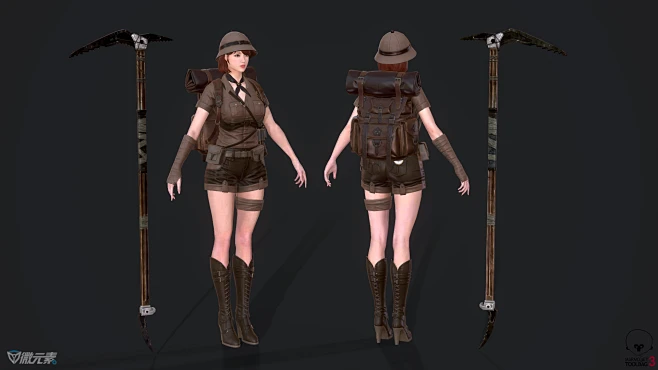 FR Female_Staff_Explorer 法师 美女 探险家 矿工-独立角色模型-3D模型,微元素 - 角色,模型,3D角色,3D模型,独立角色 - Element3ds.com!-花瓣网