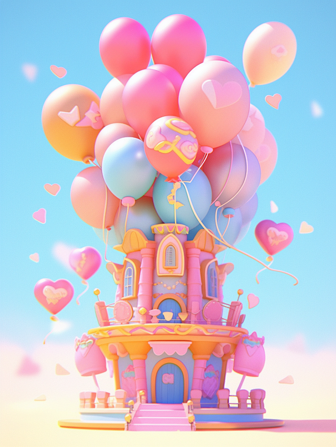 wanggangtie_Balloon_cute_and_dreamy_style_C4D_Bubble_Mart_style ...