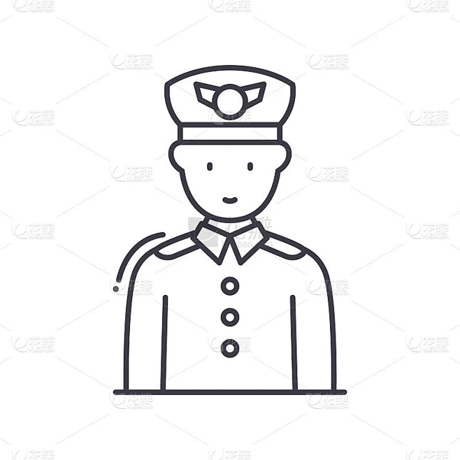 Pilot icon, linear isolated illustration, thin lin素材-花瓣网