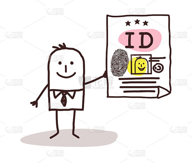 卡通微笑男子出示有效身份证