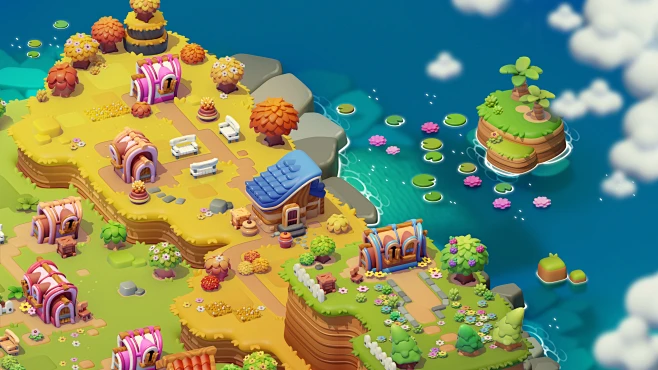 3D art blender cute environment game mobile prop-花瓣网