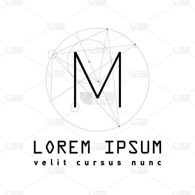 字母 M 标志。字母设计