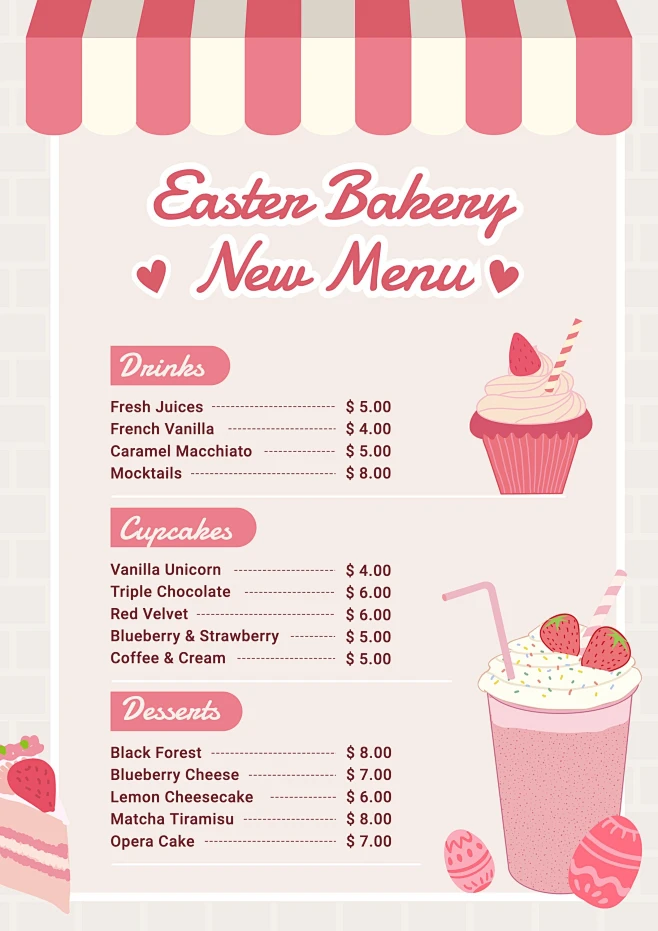 Easter Dessert Bakery Shop New Pastry Menu素材-花瓣网