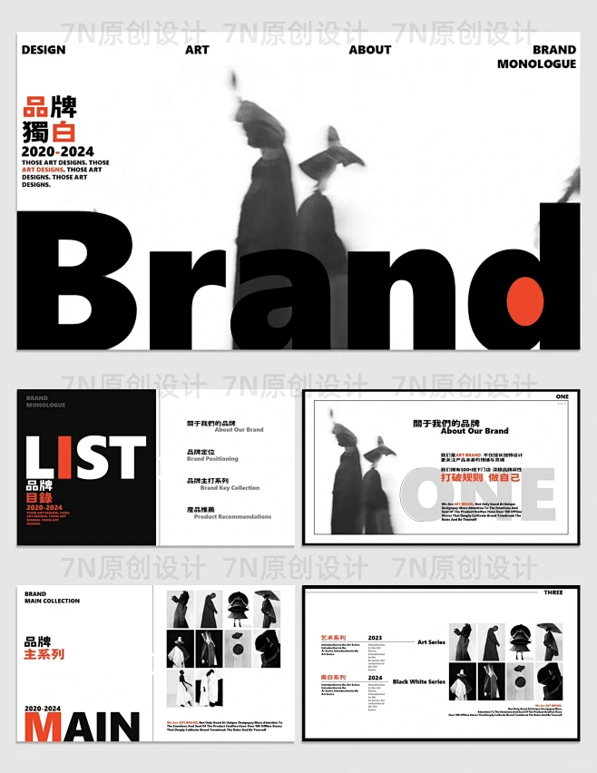 L143’橙红 | 黑色撞色杂志风品牌介绍PPT