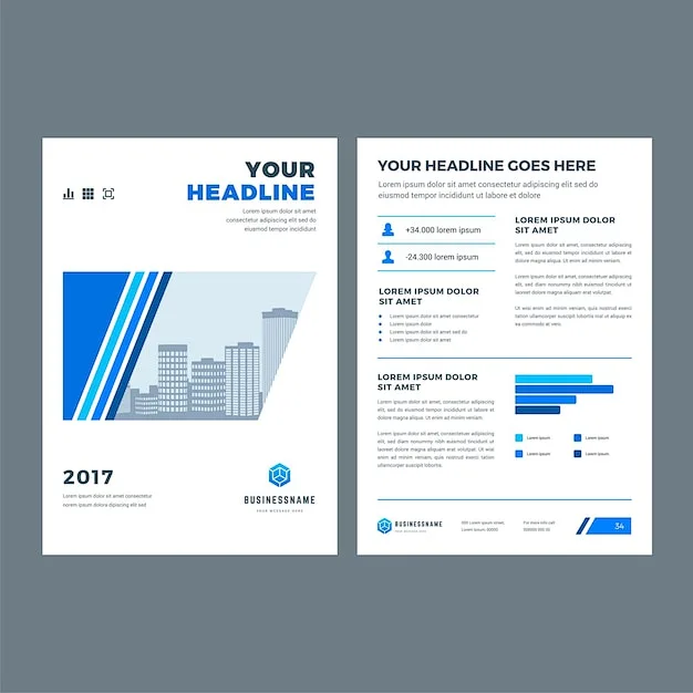 Vector blue brochure annual report flyer design template vector ...