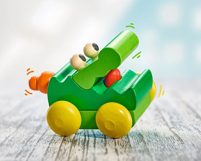 wooden roller grabbing toy crocodile squeak-花瓣网