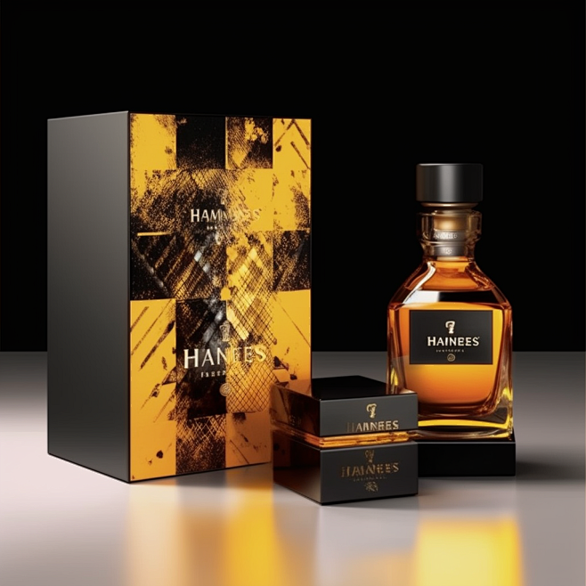 Lihe_Brandy_box_packaging_display_yellow_and_black_with_metal_e ...