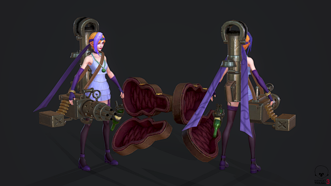 LOL-jinx 金克斯 黑帮狂花 PBR-独立角色模型-微元素 - Element3ds.com!