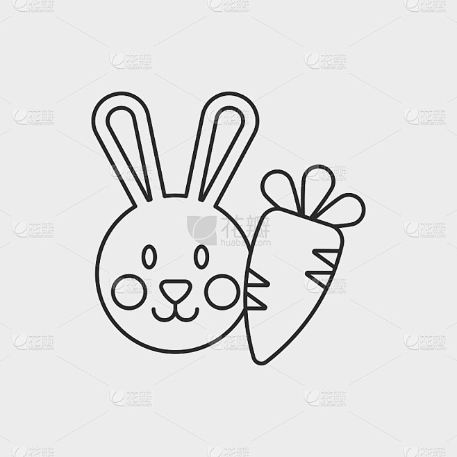 宠物兔子线条图标