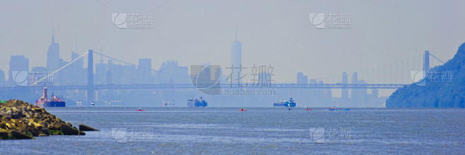 乔治华盛顿大桥,水,水平画幅,美国中大西洋地区,无人,全景,吊桥,户外,城市,哈德逊河