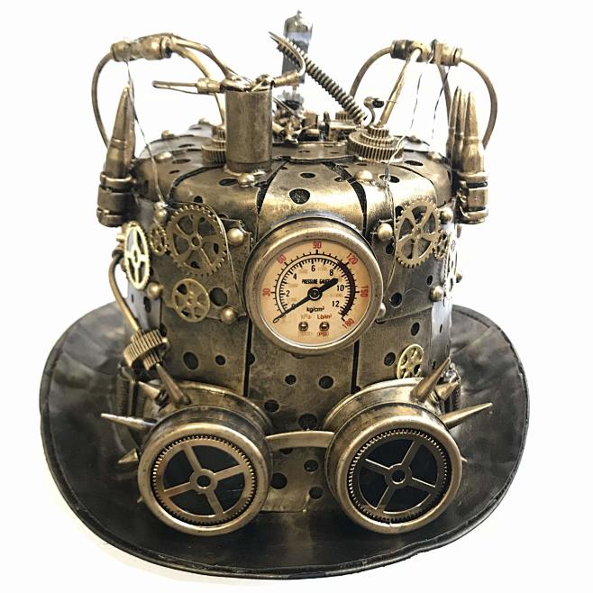 Amazon.com: STORM BUY ] Steampunk Style Metallic Top Hat Scientist Time ...